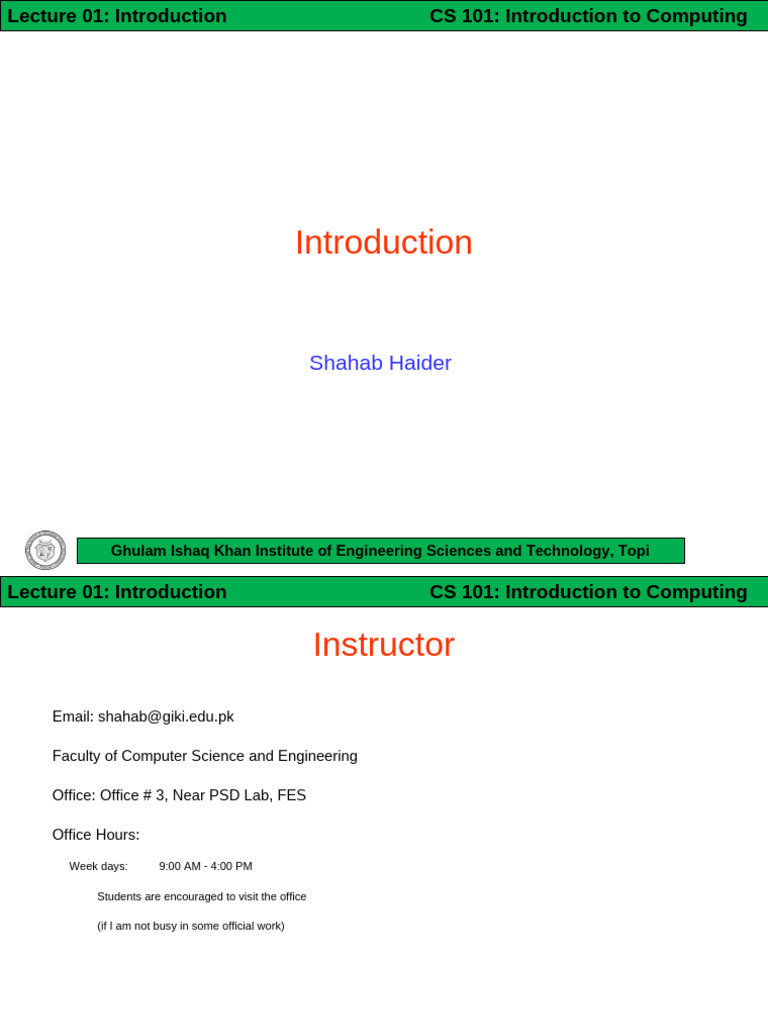 ITC Lect 01 (Introduction) | PDF | Personal Computers | Laptop
