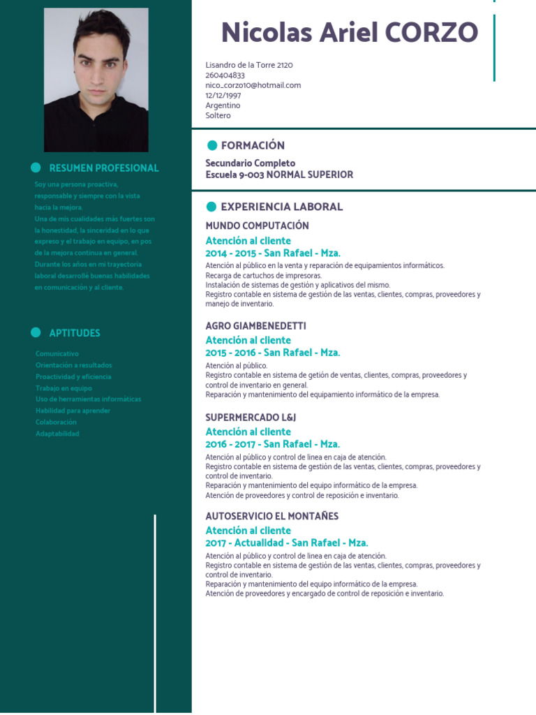 CV Nicolas Corzo | PDF | Business | Informática