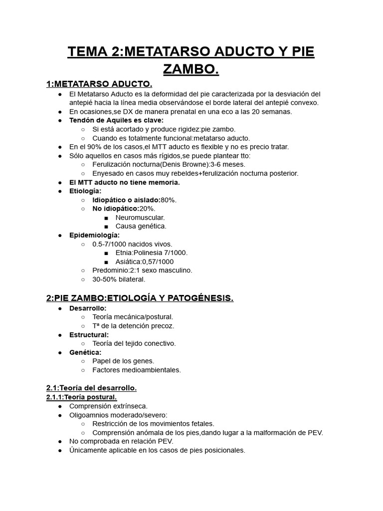 Tema 2 - Metatarso Aductus | PDF | Especialidades Medicas | Genética