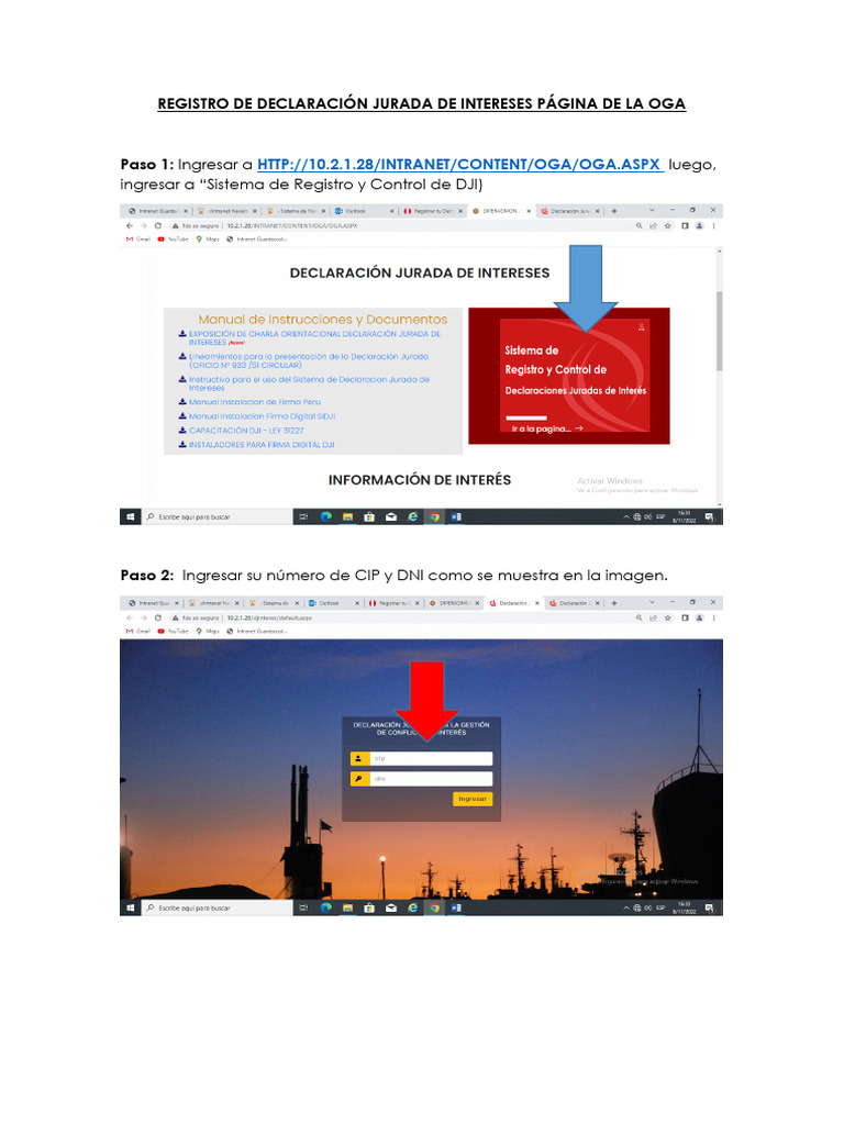 Pasos para Registro de Declaración Jurada de Intereses en Página de La Oga | PDF