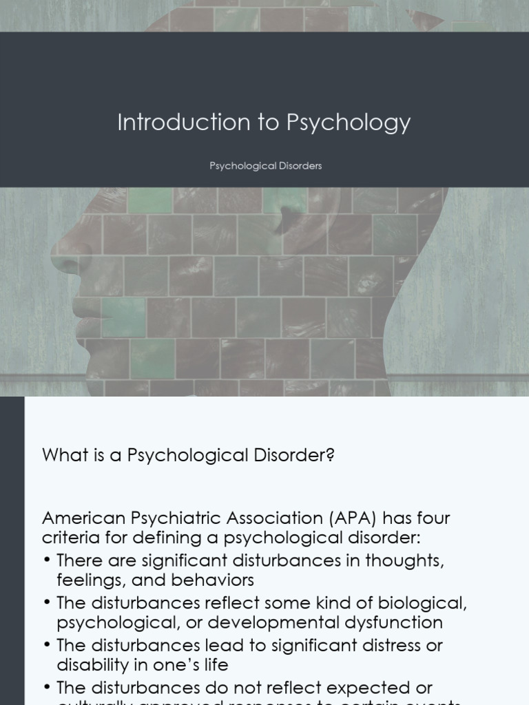 Overview of Psychological Disorders | PDF | Mental Disorder | Major ...