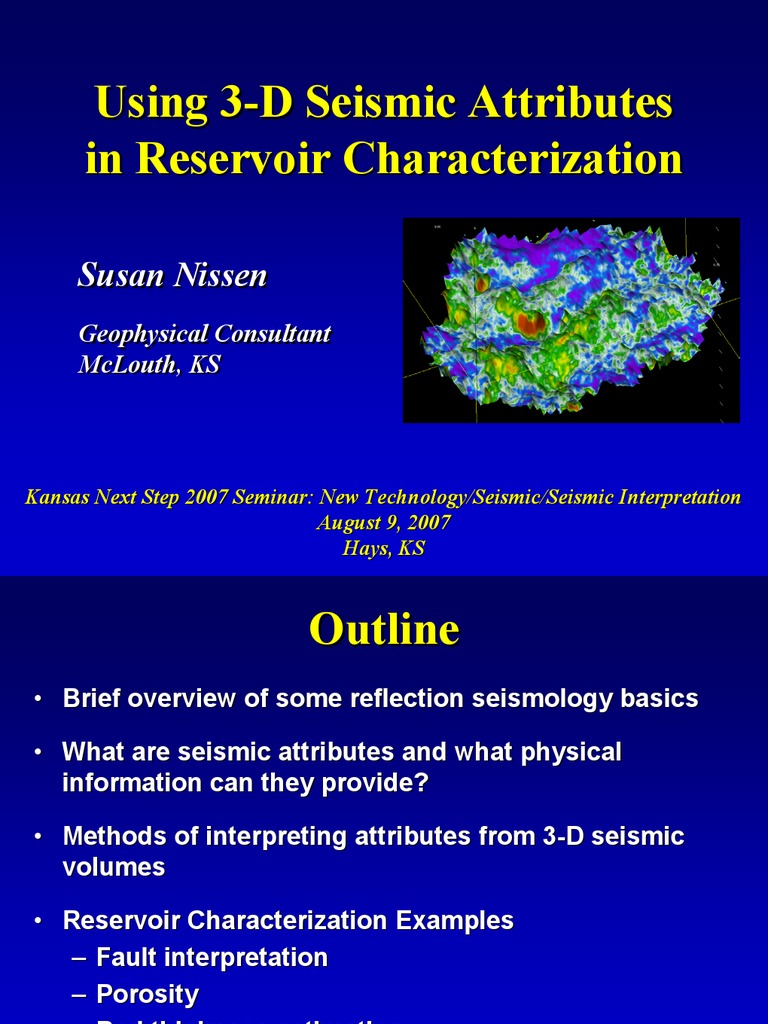 3-D Seismic Attributes for Reservoirs | PDF | Reflection Seismology ...