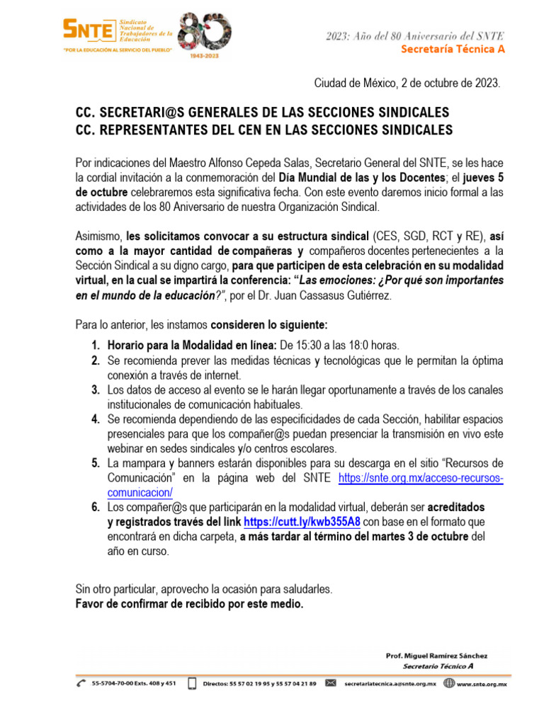 Convocatoria 5oct EventoVirtual | PDF