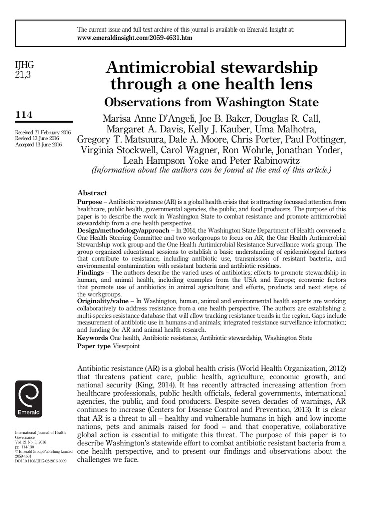 One Health Approach to Antibiotic Stewardship | PDF | Antimicrobial ...