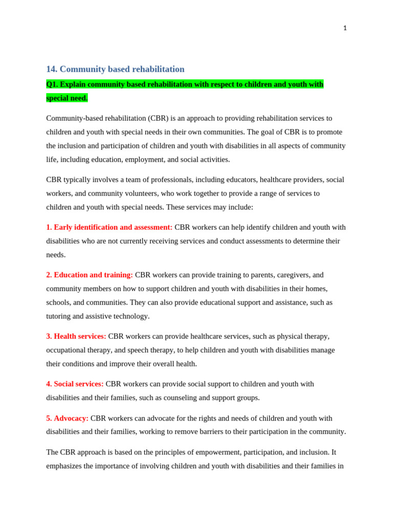 Community Based Rehabilitation | PDF | Disability | Physical Therapy
