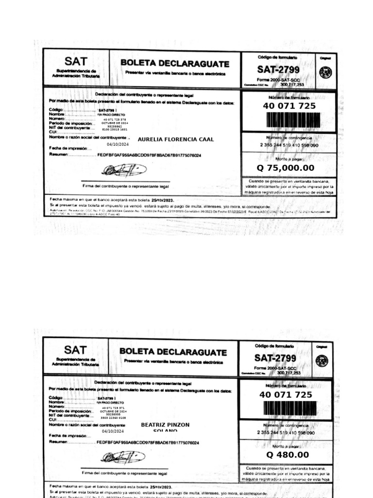 Boletas de Pago SAT | PDF