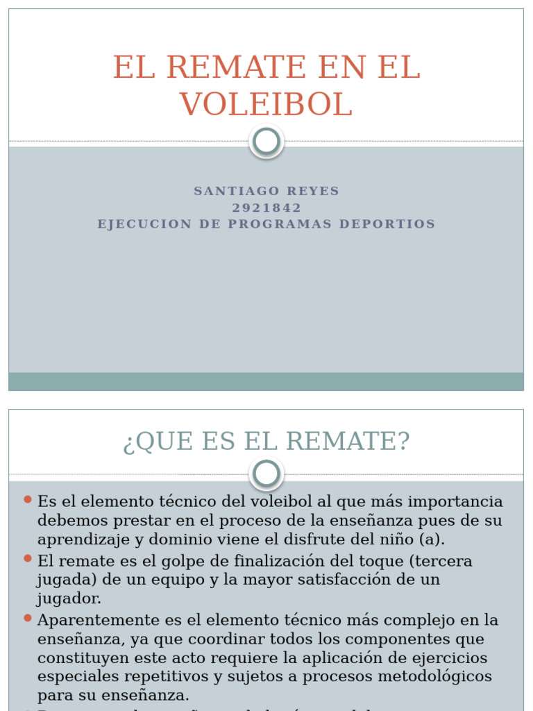 El Remate y Bloqueo | PDF | Vóleibol | Enseñando