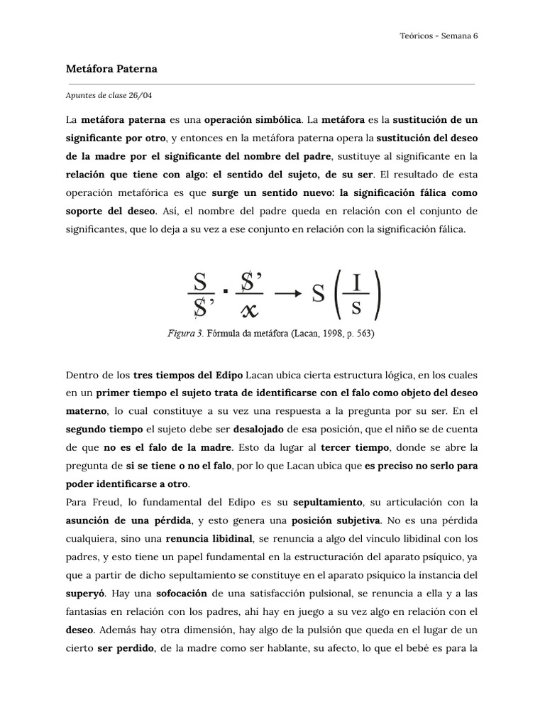 Metáfora Paterna | PDF | Complejo de Edipo | Jacques Lacan