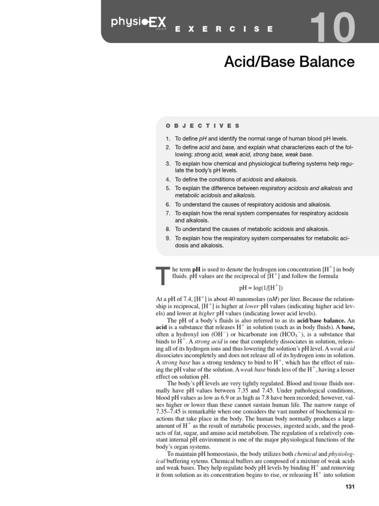 Equilibro Ácido Base Worksheet - PhysioEX | PDF | Buffer Solution | Physiology
