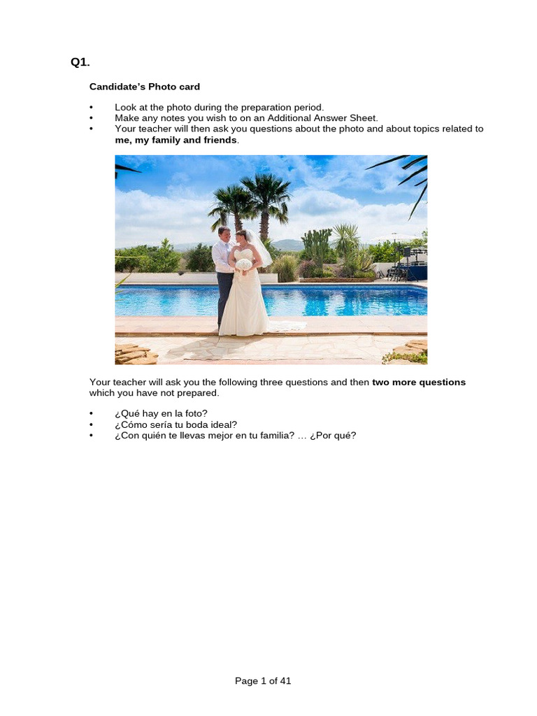 Higher Roleplays and Photocards For GCSE Spanish | PDF