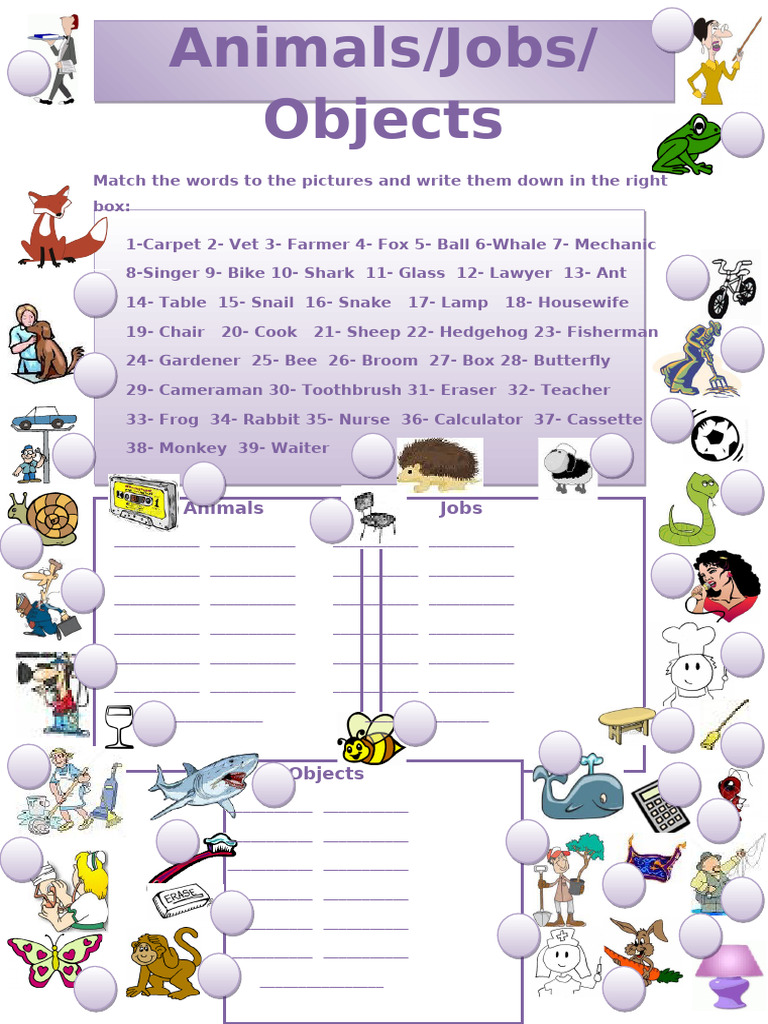 Animals Jobs and Objects - 59046 | PDF