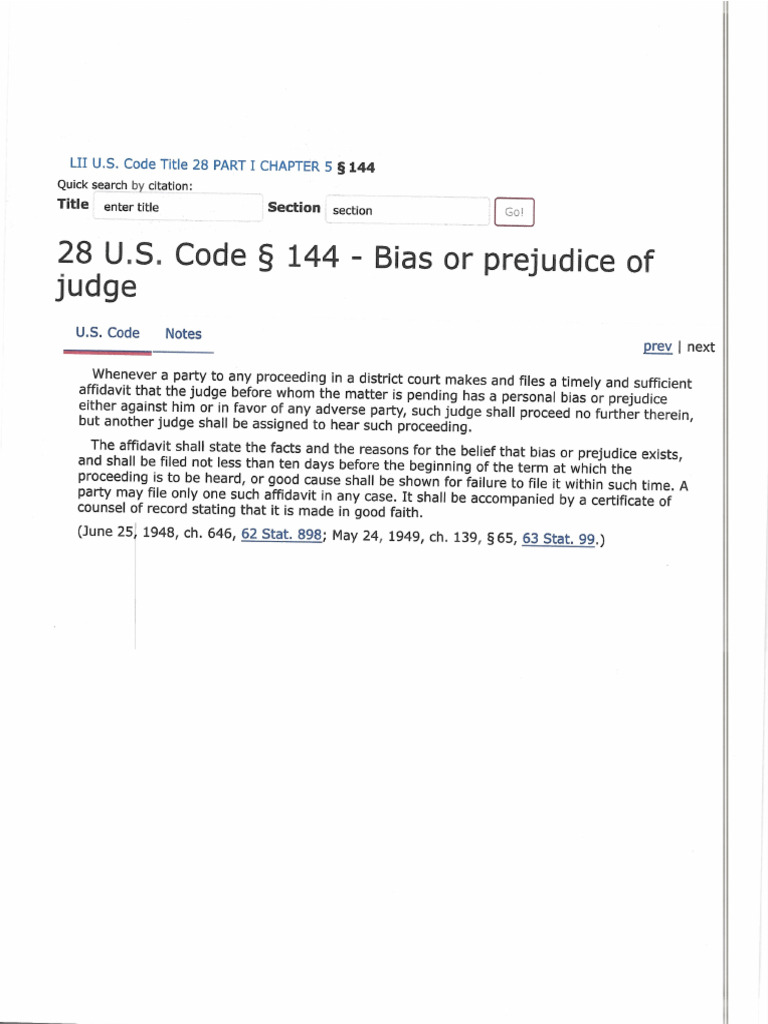 Document 2024-11!19!181522-28 U S C 144 Bias and Prejudice of Judge | PDF