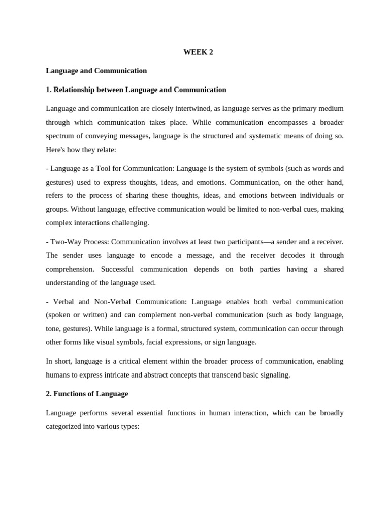 Lesson 2 Language and Communication | PDF | Communication | Nonverbal Communication