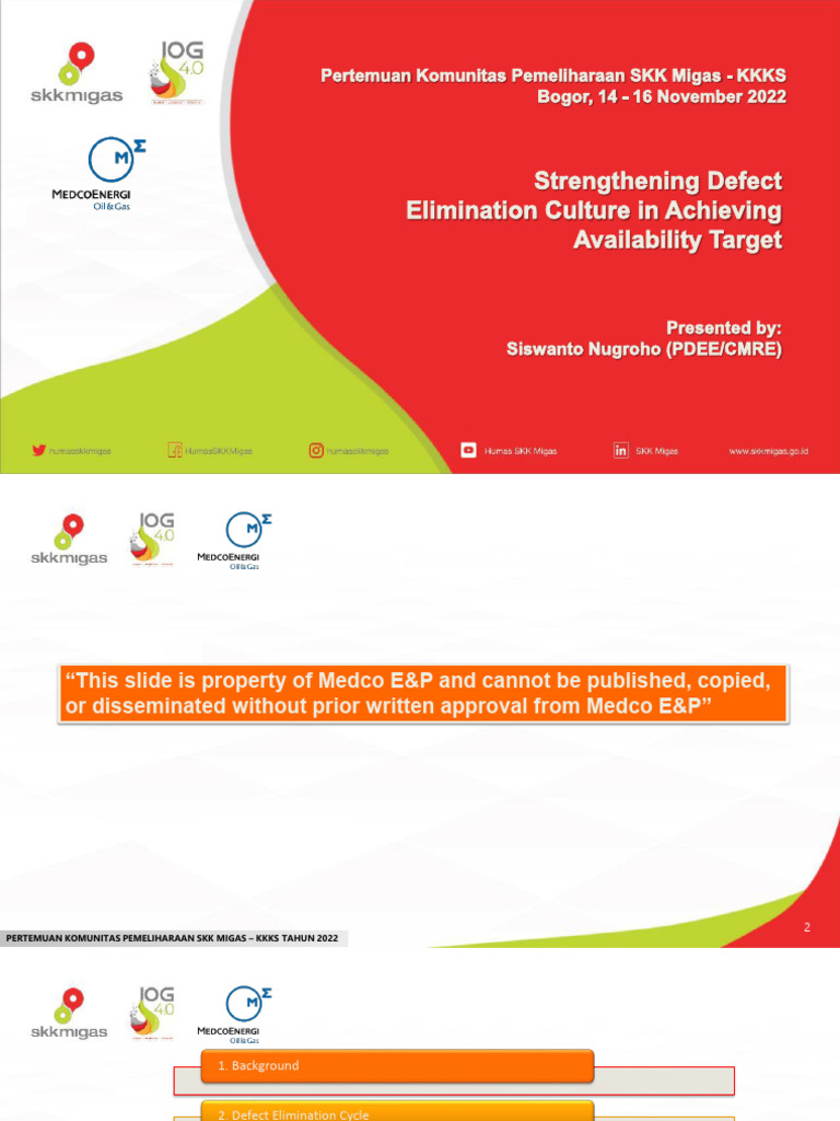 Defect Elimination Culture_MEPI_KLUSTER MAINT 2022 rev4 1 | PDF | Reliability Engineering | Business
