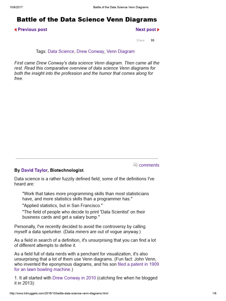 Battle of The Data Science Venn Diagrams | PDF | Data Science | Knowledge