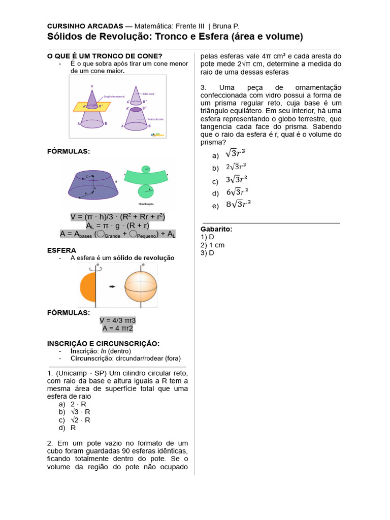 Folhinha Tronco E Esfera | PDF
