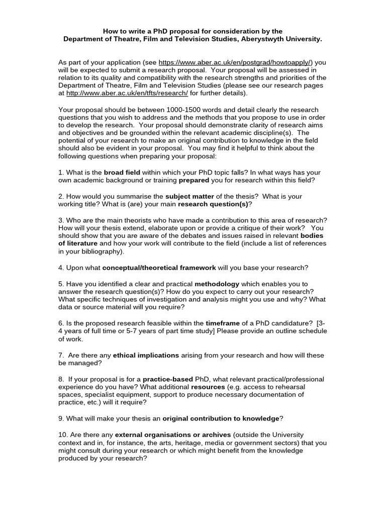 PhD Proposal Guide for Theatre Studies | PDF | Science | Methodology