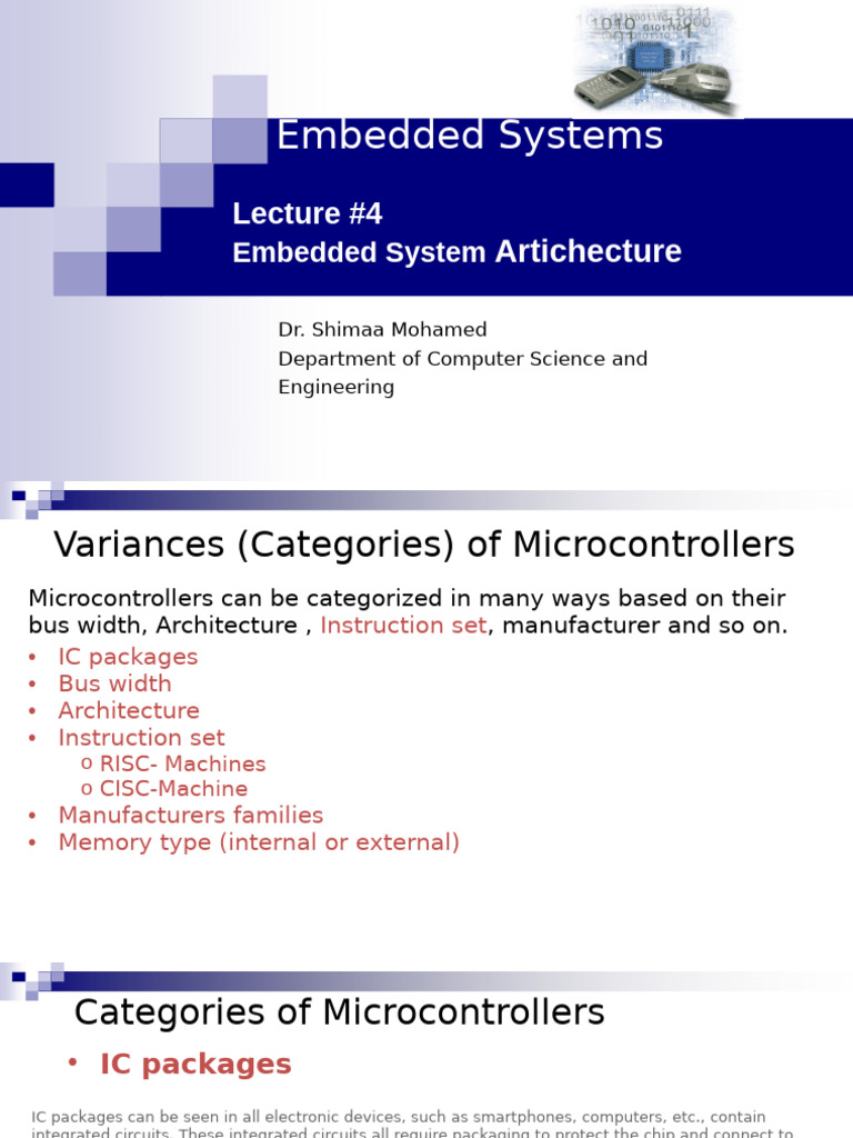Lec.4 ES Architecture | PDF | Central Processing Unit | Microcontroller