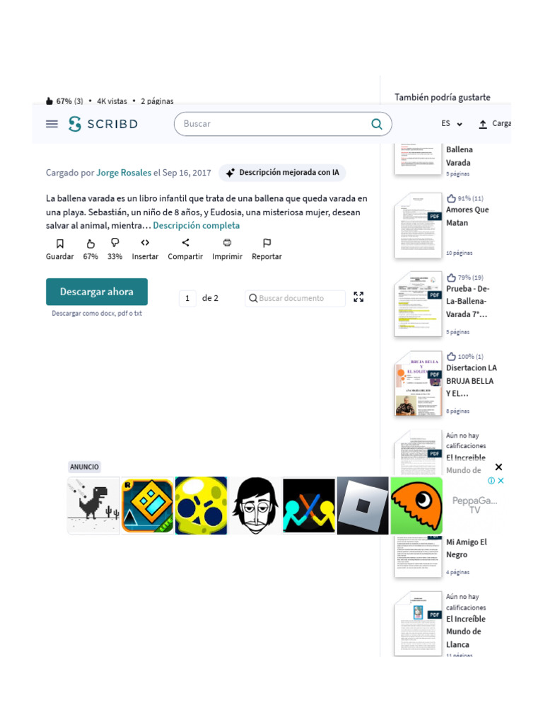 La Ballena Varada: Un Cuento Infantil | PDF