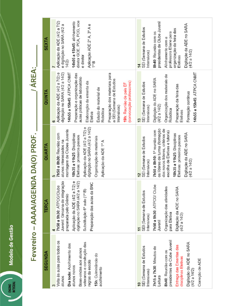 Agenda Modelo 1 | PDF