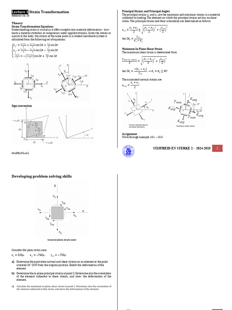SS2 Lecture 1 | PDF | Deformation (Engineering) | Deformation (Mechanics)