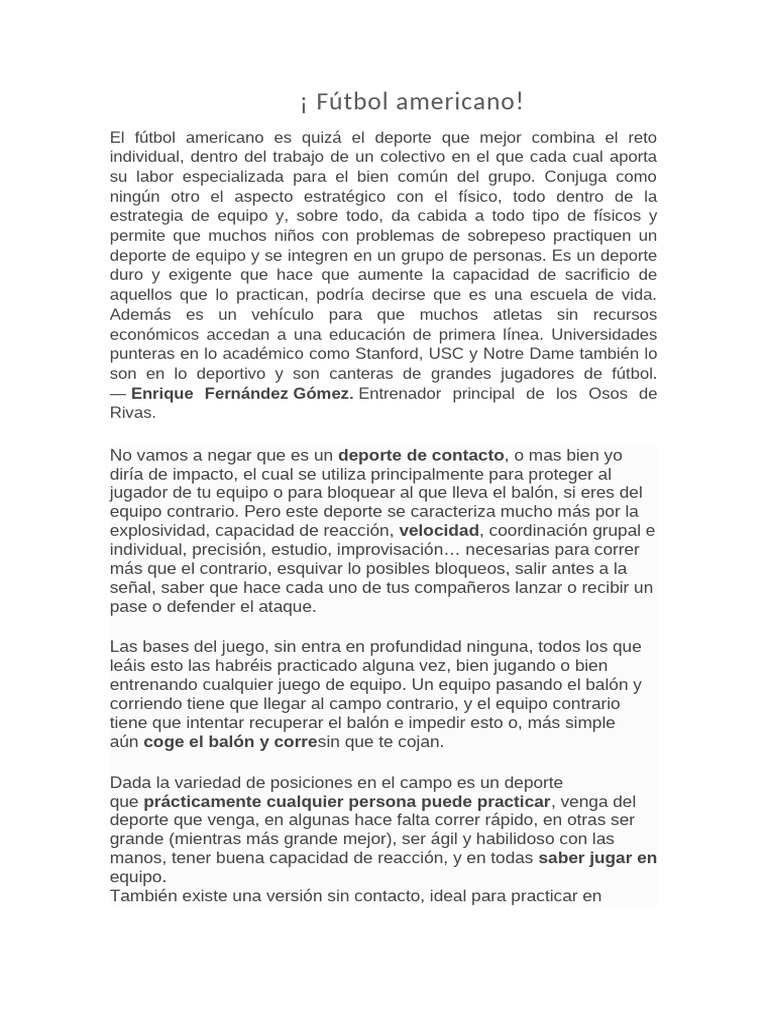 Futbol Americano | PDF | Asociación de Futbol | fútbol americano