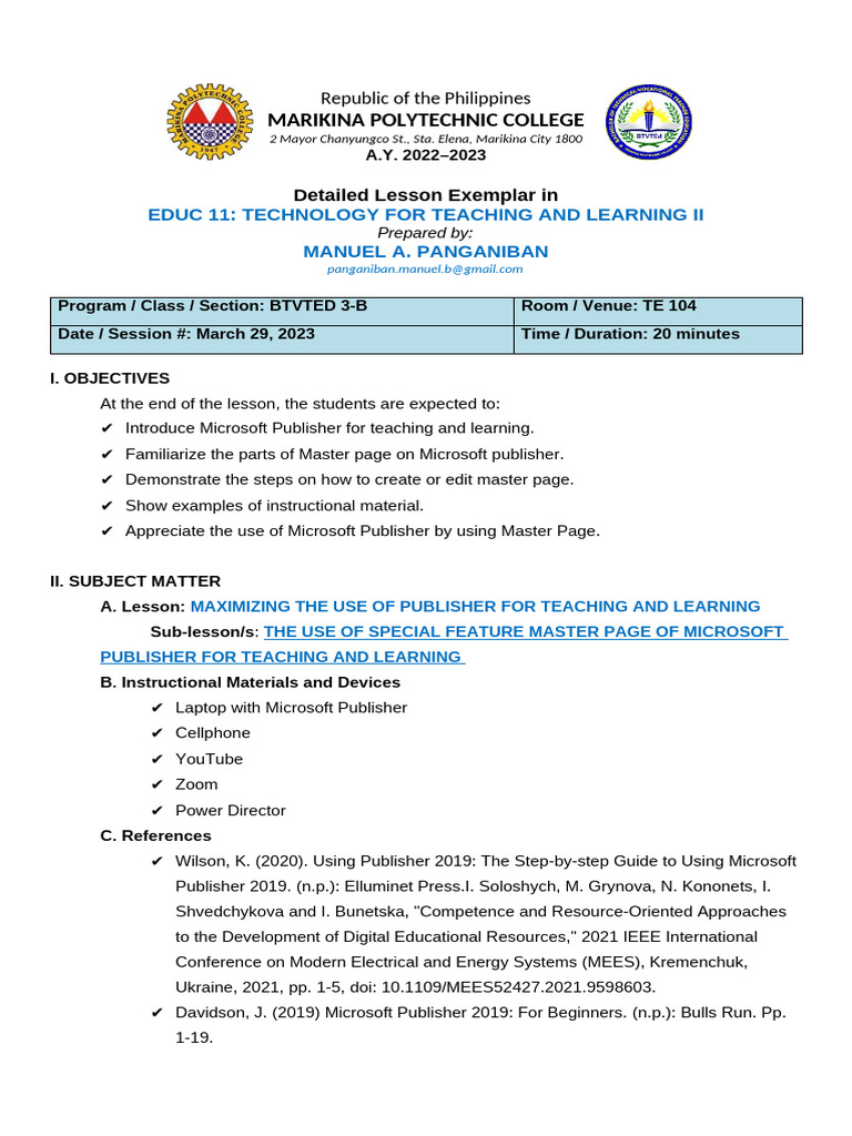 mawel-lesson-plan-2 | PDF | Microsoft Power Point | Learning