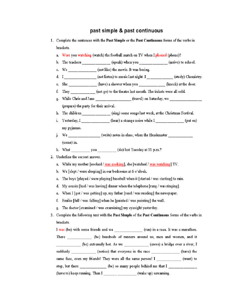 Handout Past Simple or Continuous | PDF