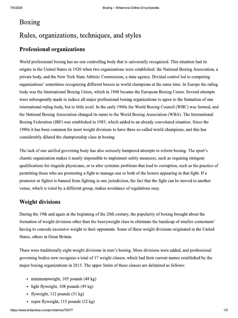 Boxing - Britannica Online Encyclopedia | PDF | Encyclopedias ...