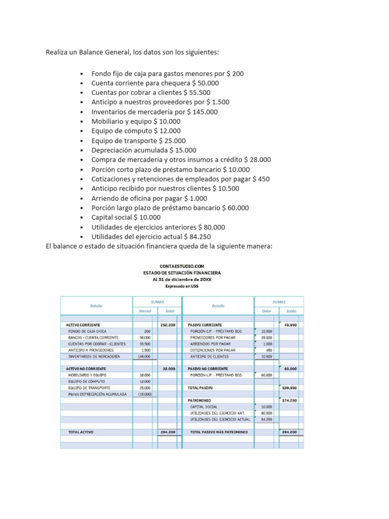 Ejemplo de Balance General | PDF | Negocios | Finanzas y dinero