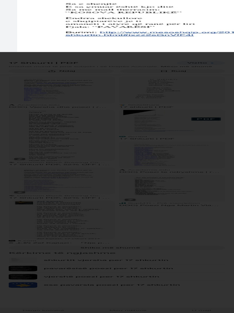 Poezi Per 17 Shkurt Per Femi - Kërko Në Google | PDF