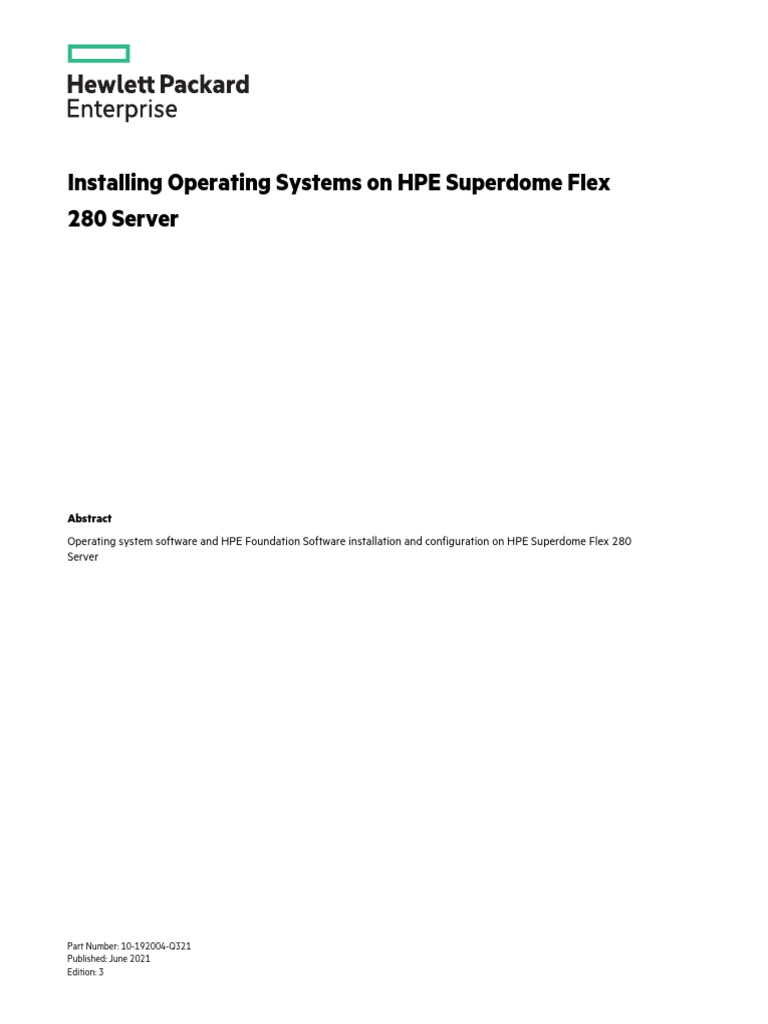 Installing Operating Systems On HPE Superdome Flex 280 Server | PDF ...