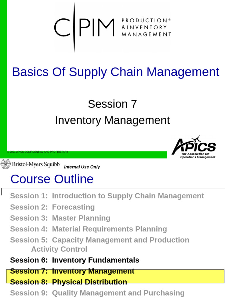BMS CPIM Basics Vis Ses 07 | PDF | Inventory | Economies
