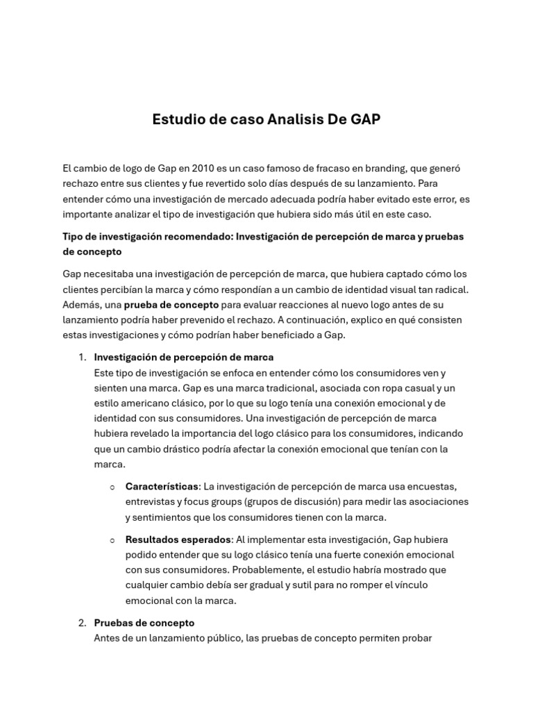 REGFALADO FRANCISCO Estudio de Caso Analisis de GAP | PDF | Marca | Percepción