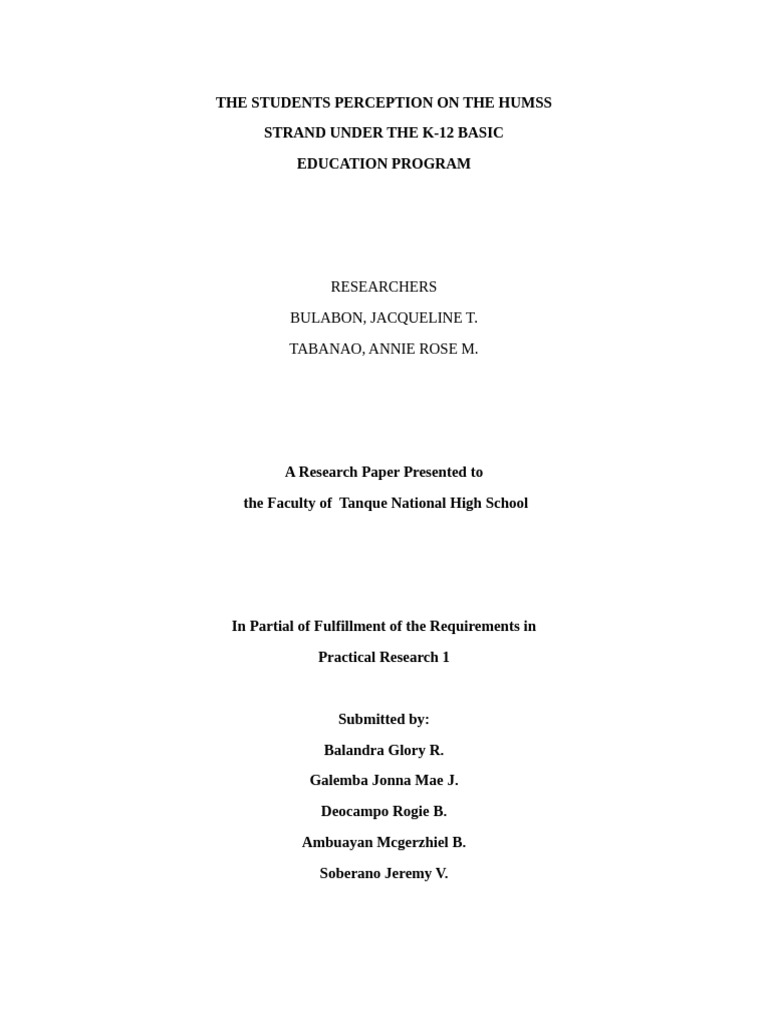 Students' Perceptions of HUMSS Strand | PDF | Social Sciences | Science