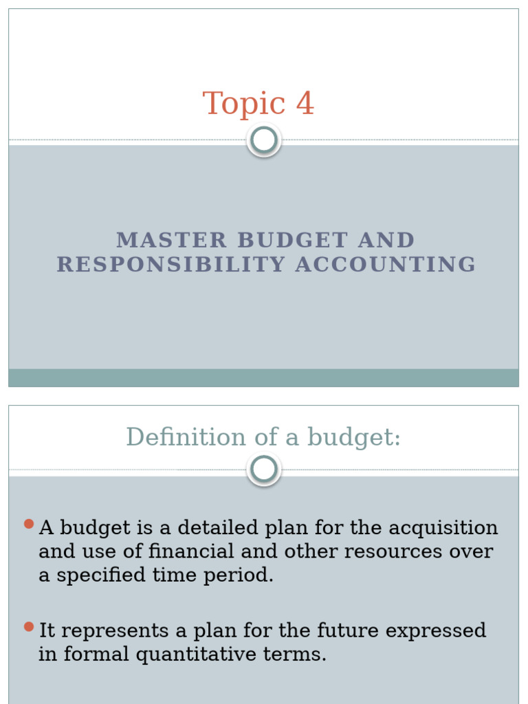 Master Budget and Responsibility Accounting | PDF | Budget | Expense