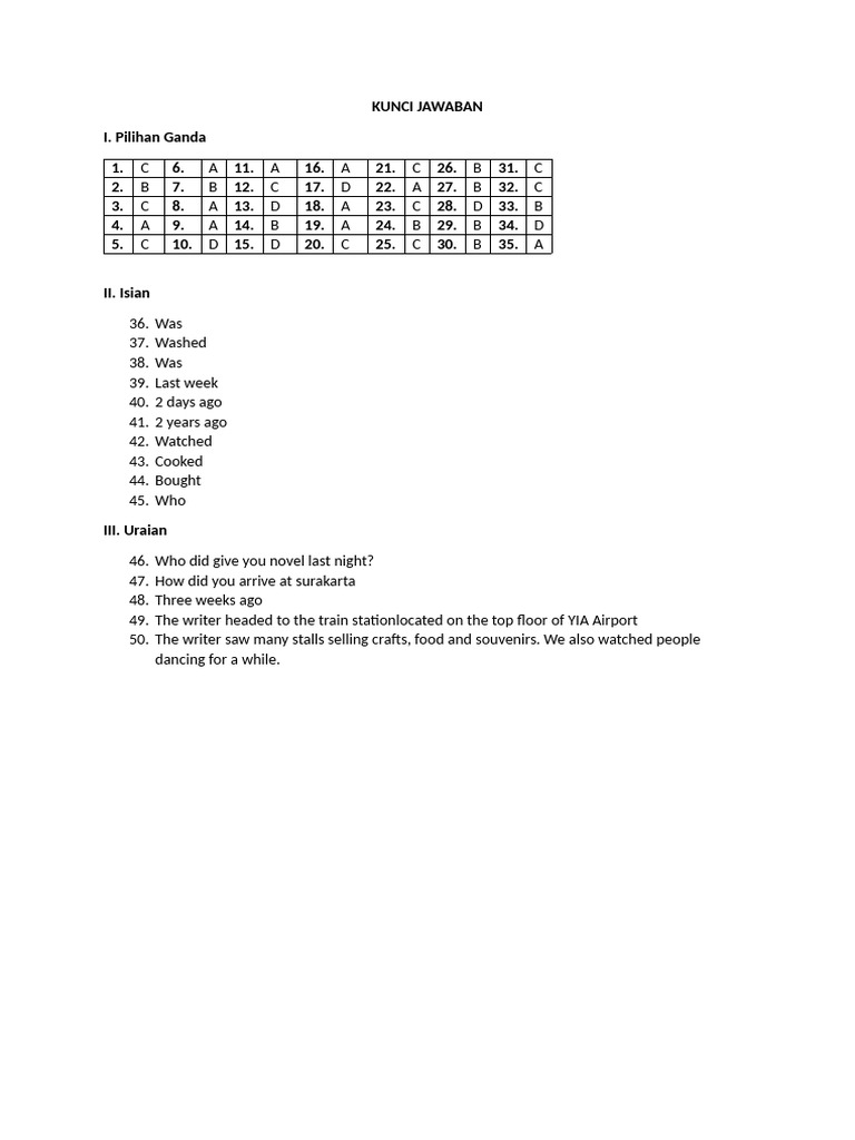 Kunci Jawaban B.inggris Sas 1 Fix | PDF