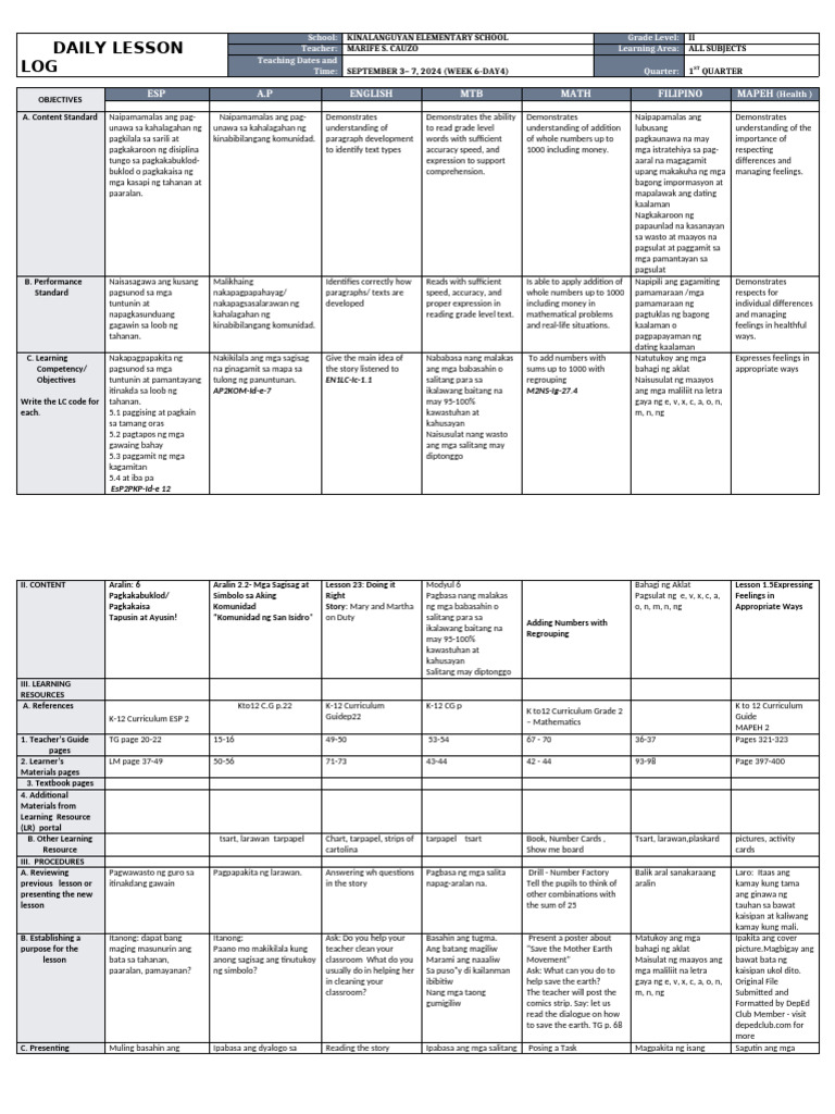 DLL All Subjects 2 q1 w6 d4 | PDF