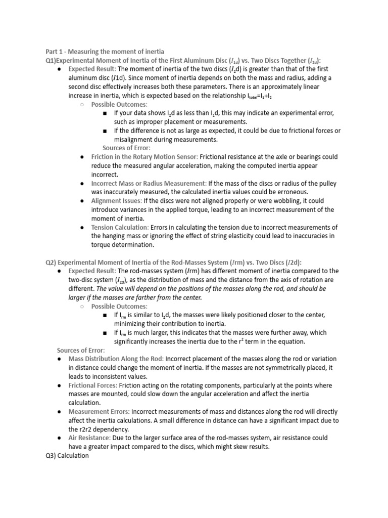 Physics Experiment Error Analysis | PDF | Rotation Around A Fixed Axis | Mechanics