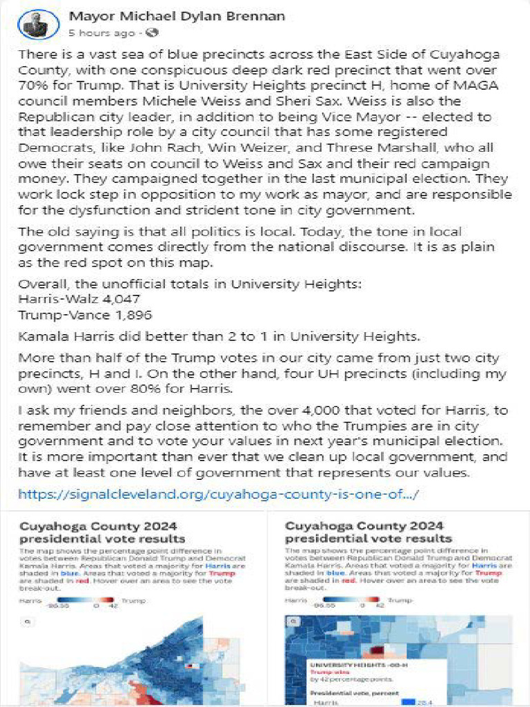 Controversial Facebook Post by University Heights Mayor | PDF