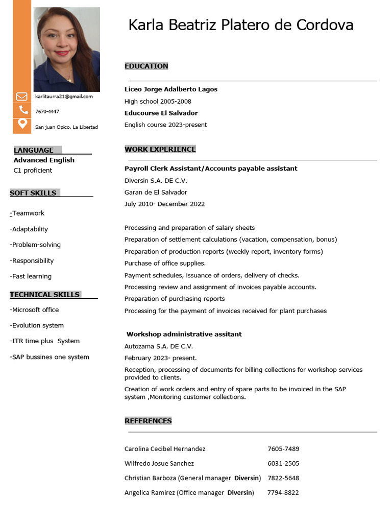 CV Karla Beatriz Platero | PDF | Corporate Jargon | Business Economics