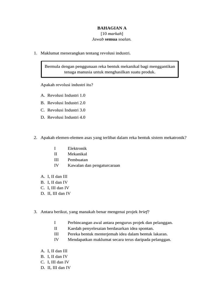 Soalan Uasa RBT Tingkatan 3 | PDF
