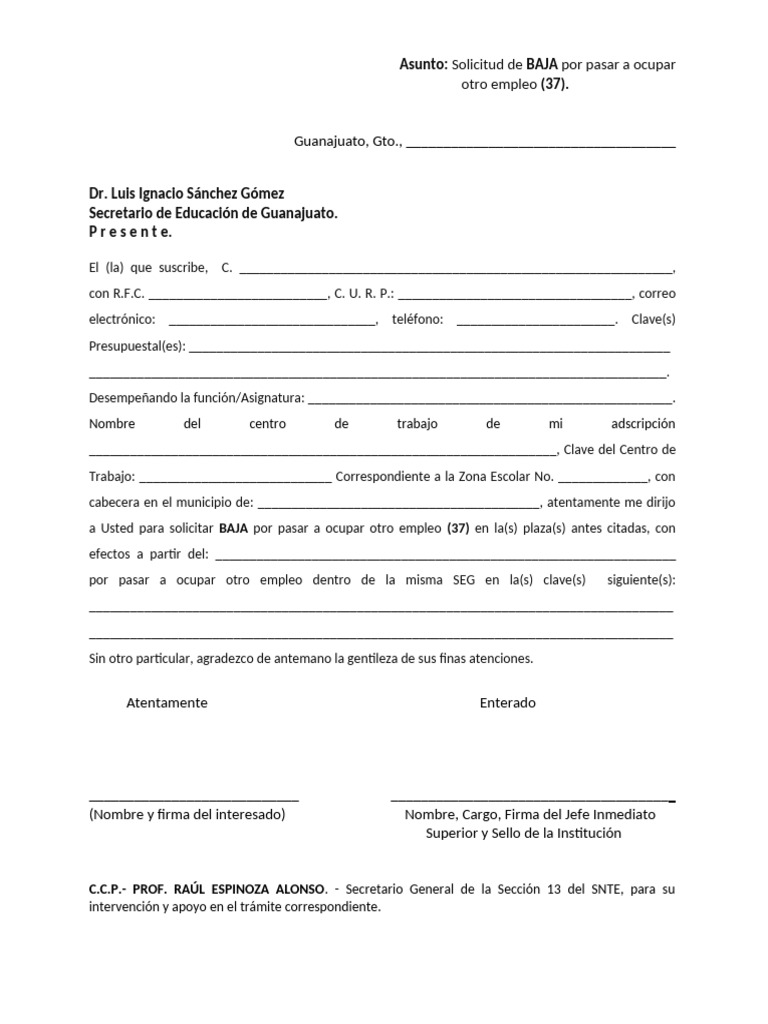 Baja Por Pasar A Otro Empleo | PDF