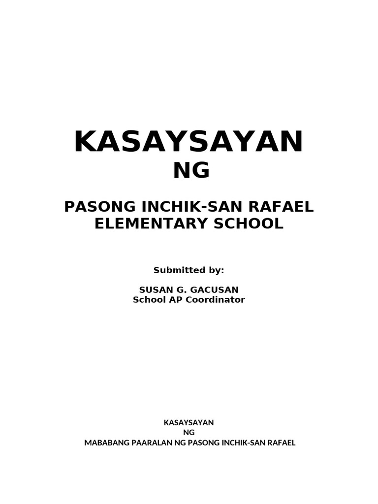 Kasaysayan NG Pasong Inchik-San Rafael Es | PDF
