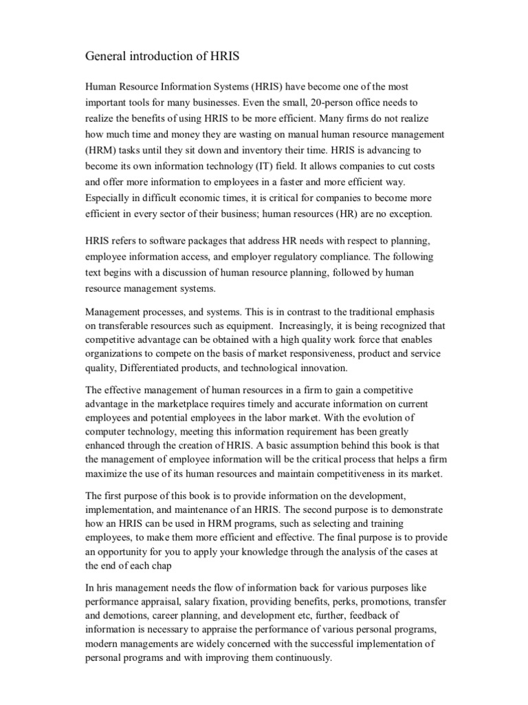 Hris Project | PDF | Human Resource Management | Employment