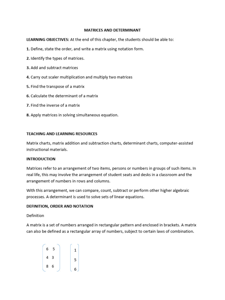 3223 - Matrices and Determinant | PDF | Matrix (Mathematics) | Determinant