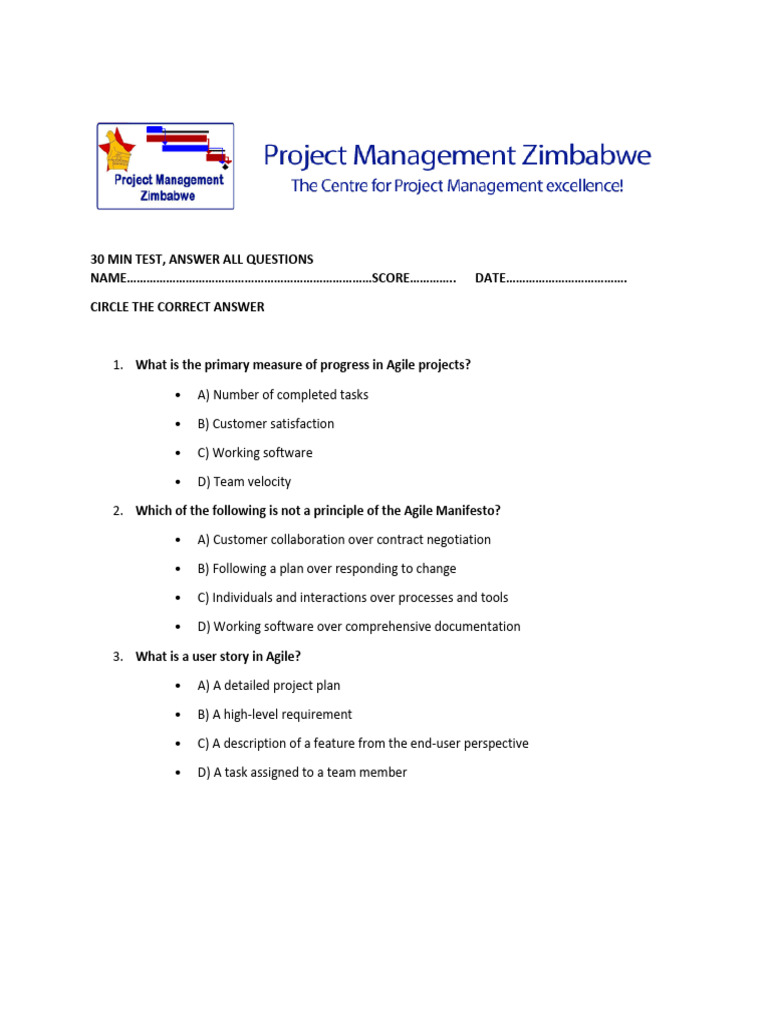 Agile PMP Test Questions & Answers | PDF | Scrum (Software Development ...