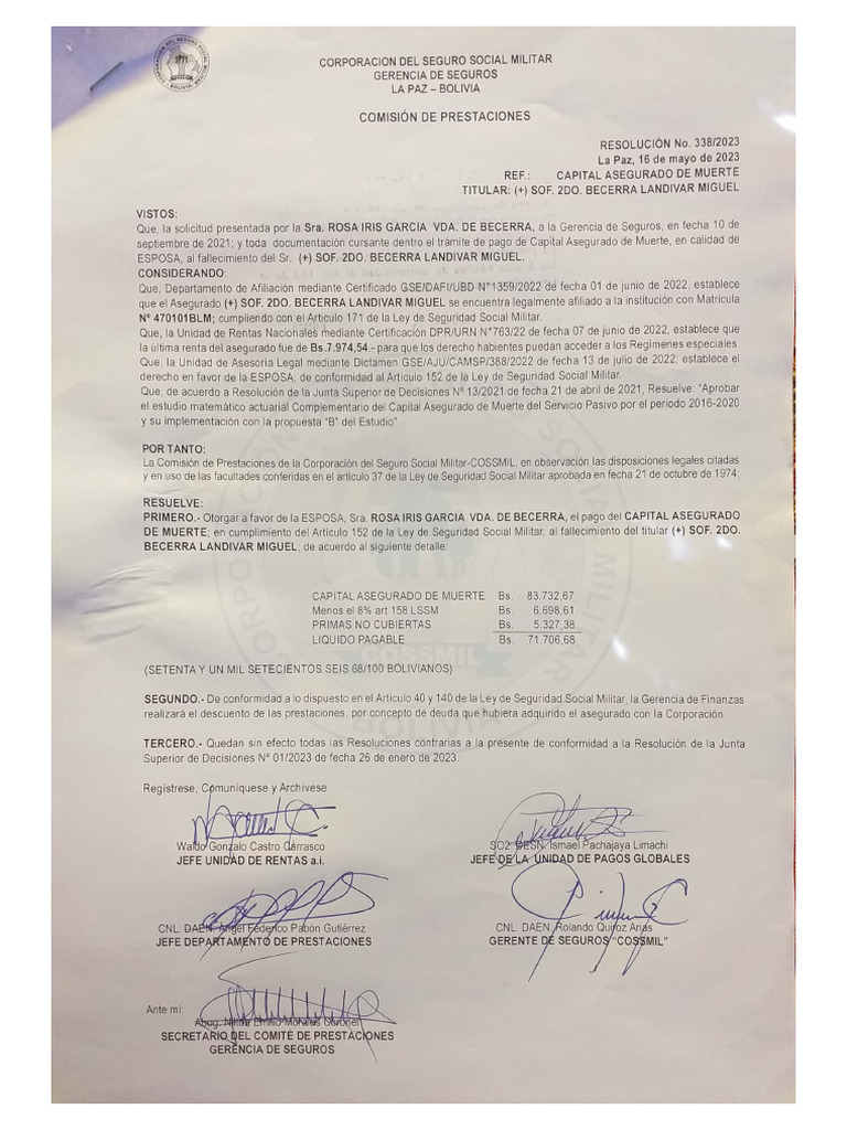 Resolución Cossmil Completo | PDF