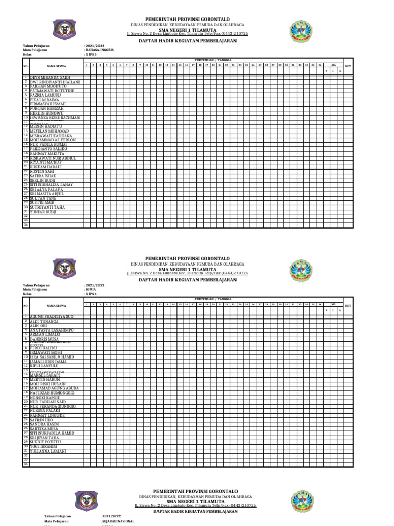 Absen Mengajar | PDF