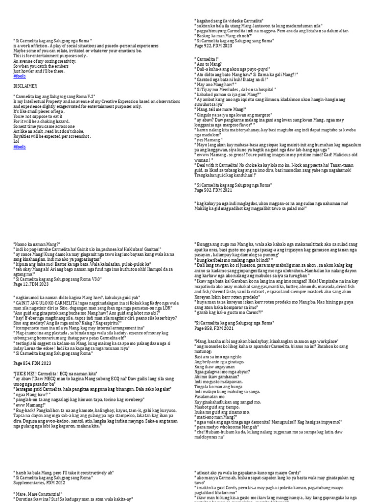 Si Carmelita Kag Ang Salugsog Nga Roma | PDF